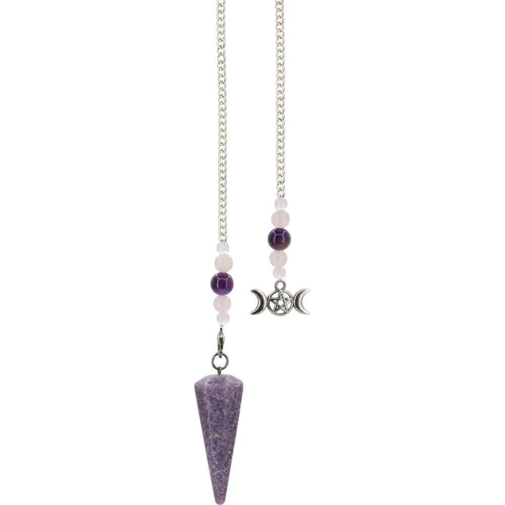 Lepidolite Hexagonal Pendulum - Triple Moon – The Cosmic Exchange