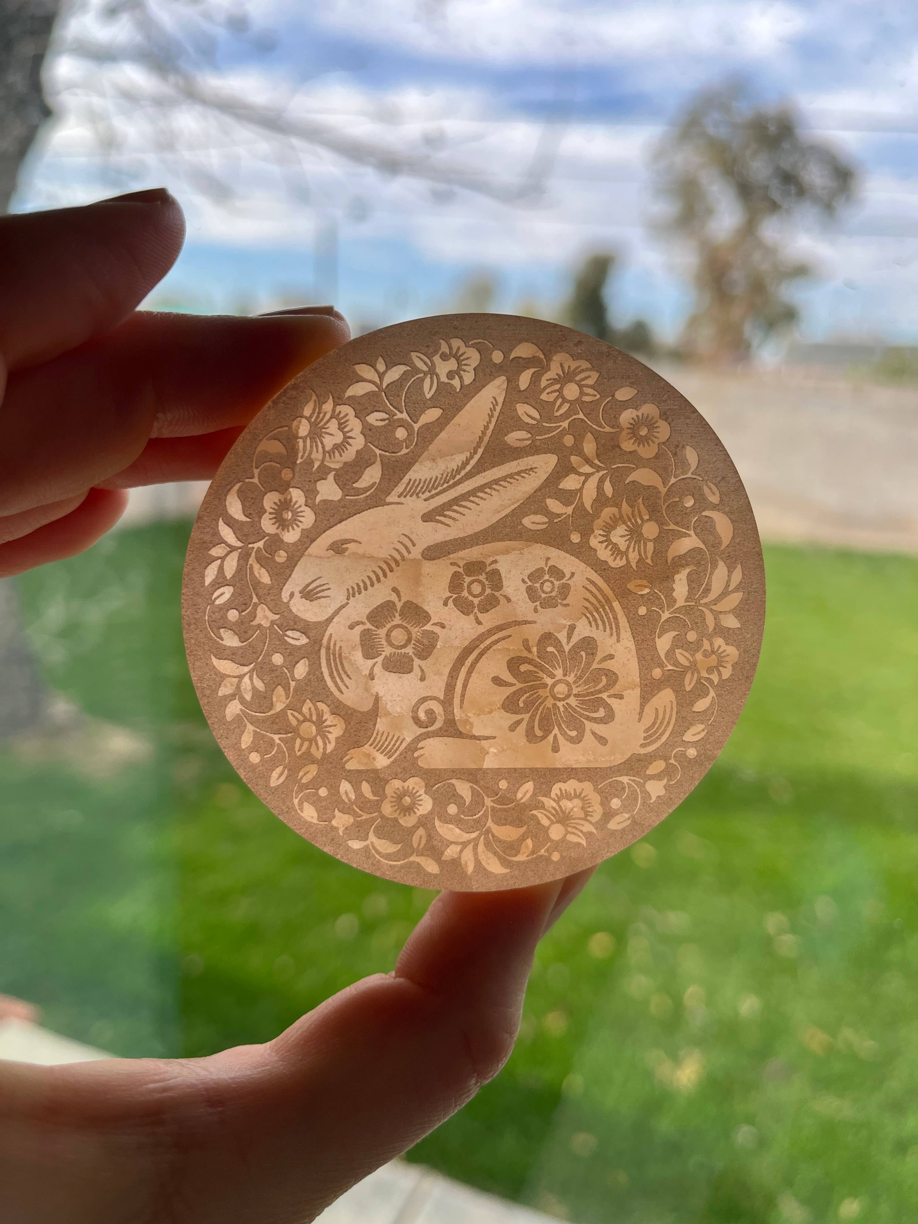 "White Rabbit" PEACH Selenite Crystal Charging Plate – The Cosmic Exchange
