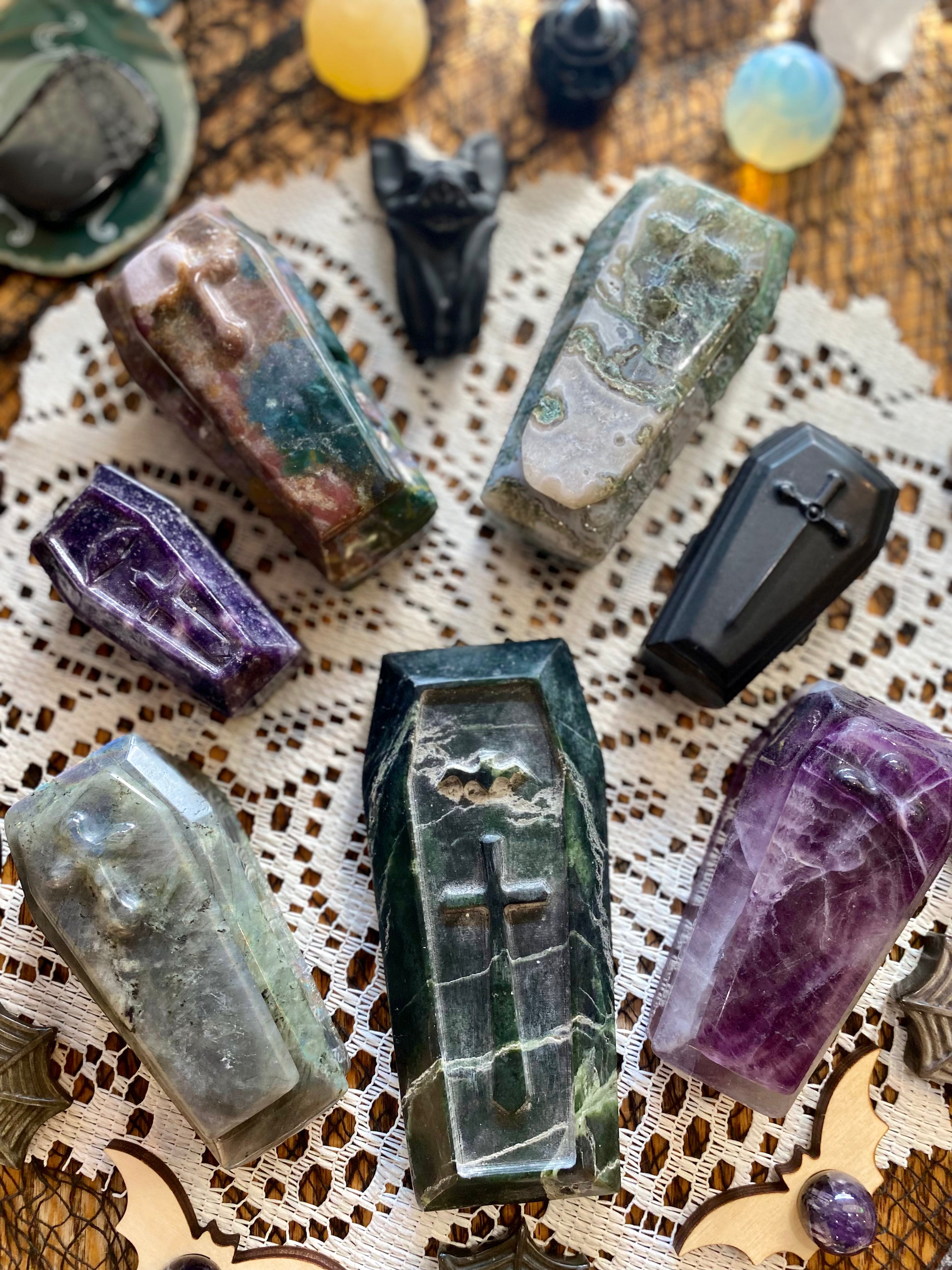 Crystal Carved Coffins ⚰️ Halloween – The Cosmic Exchange