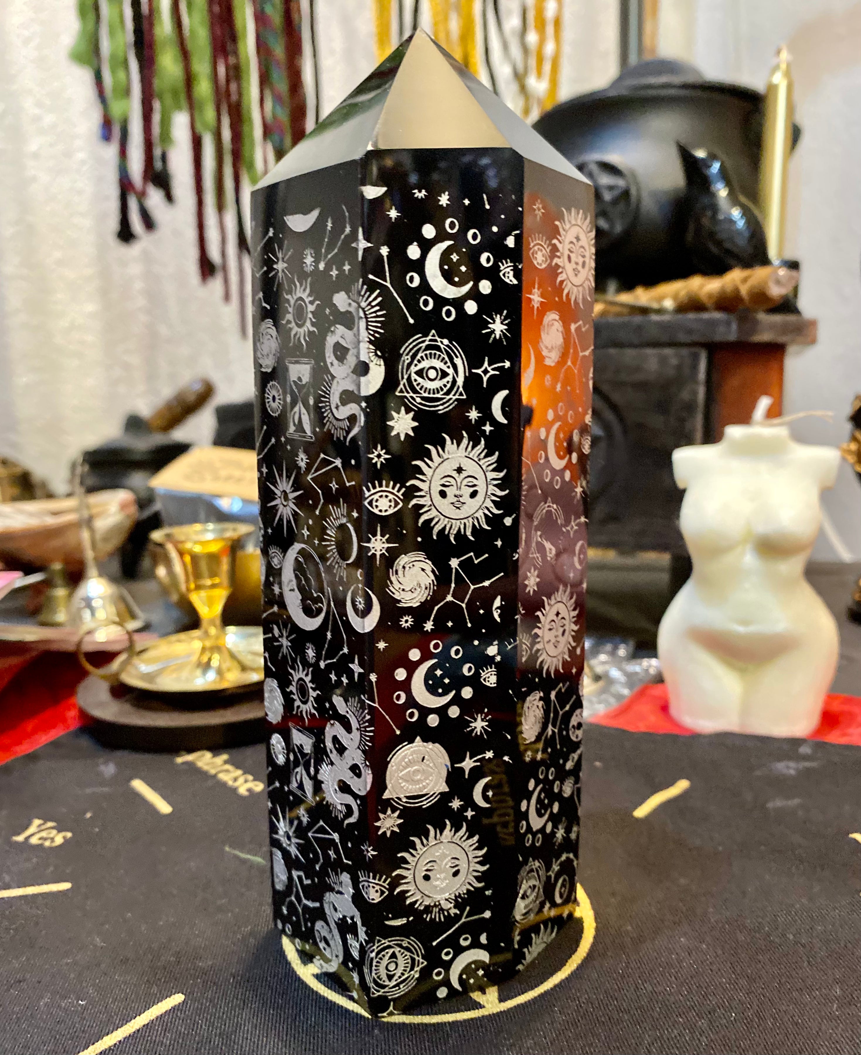Silver Etched Obsidian Towers – The Cosmic Exchange